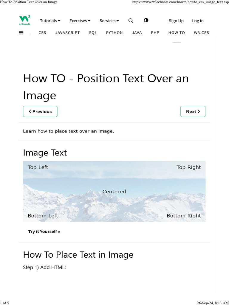 Positioning Text on Images in CSS | PDF | Bootstrap (Front End ...