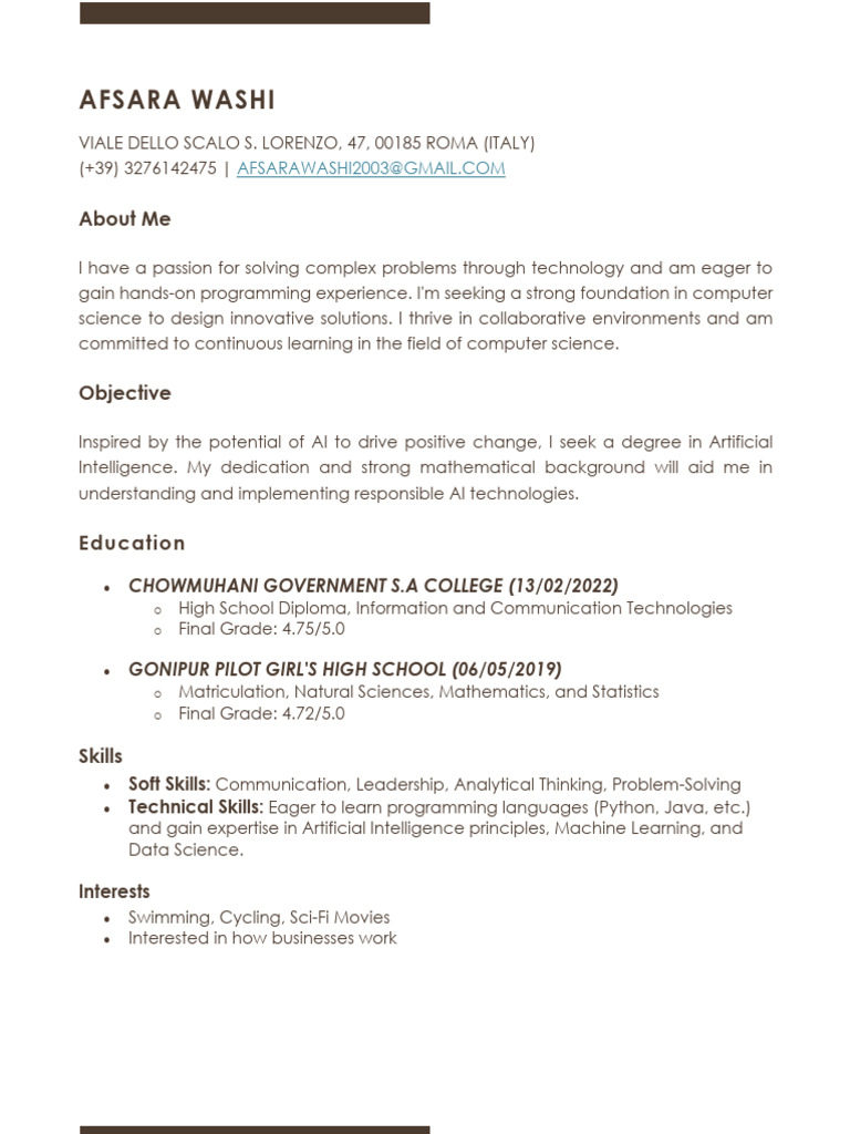 Afsara CV 2024 | PDF