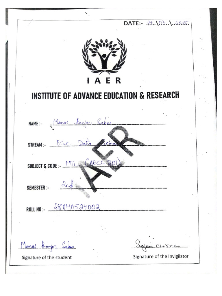 Manas Ranjan Sahoo - Mil | PDF