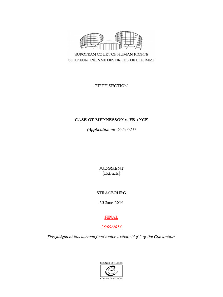 Mennesson v. France Case Summary | PDF | Surrogacy | In Vitro Fertilisation