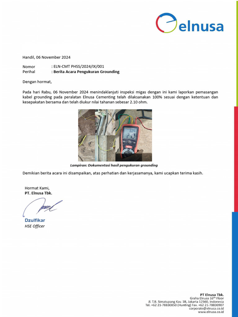 BA Pengukuran Grounding ELN-CMT | PDF