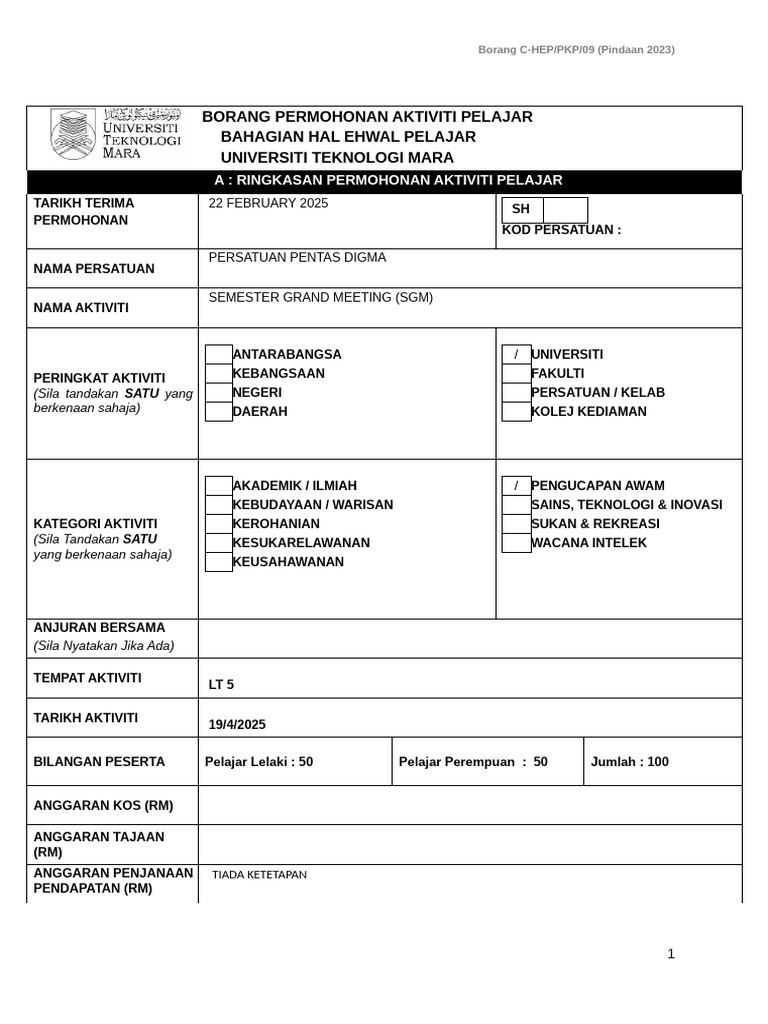 Borang C SGM | PDF