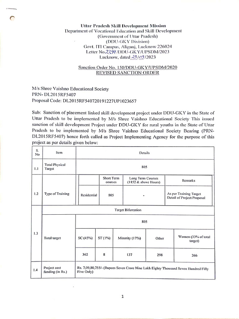 Revise Sanction Order | PDF