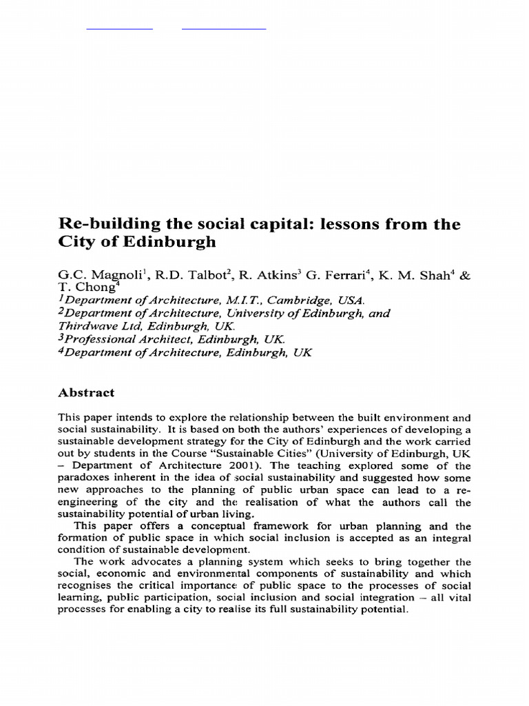 Re-Building The Social Capital | PDF | Sustainability | Sustainable ...