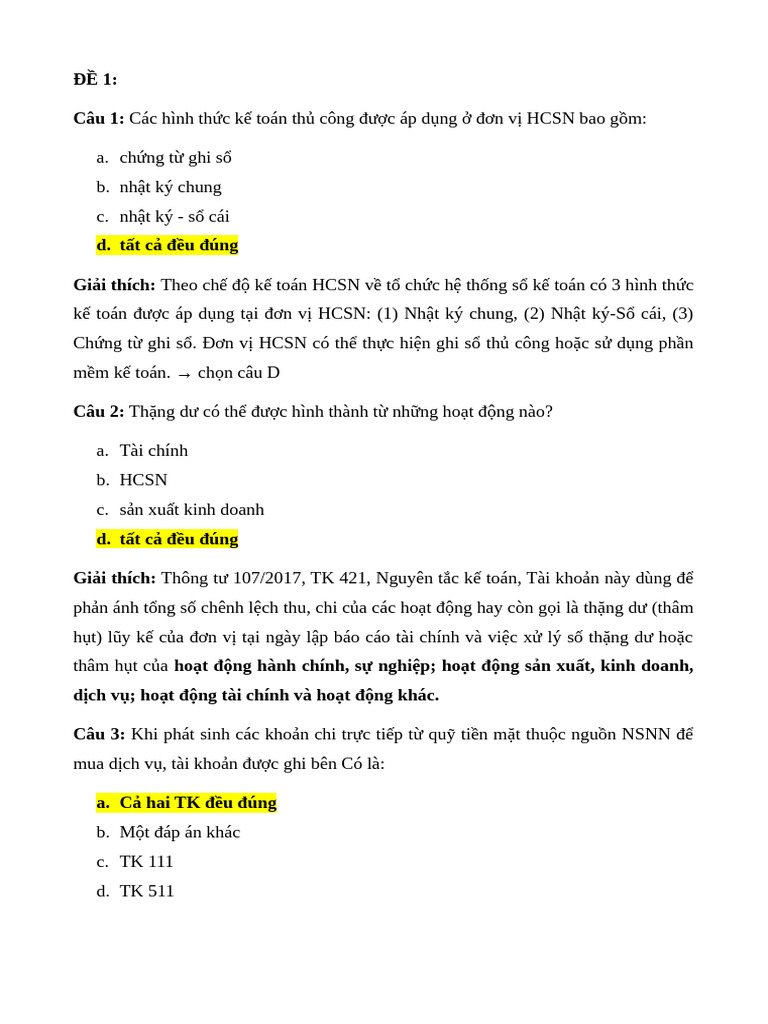 KTC CÁC CÂU HỎI TRẮC NGHIỆM ĐỂ ÔN THI HIỆU QUẢ | PDF