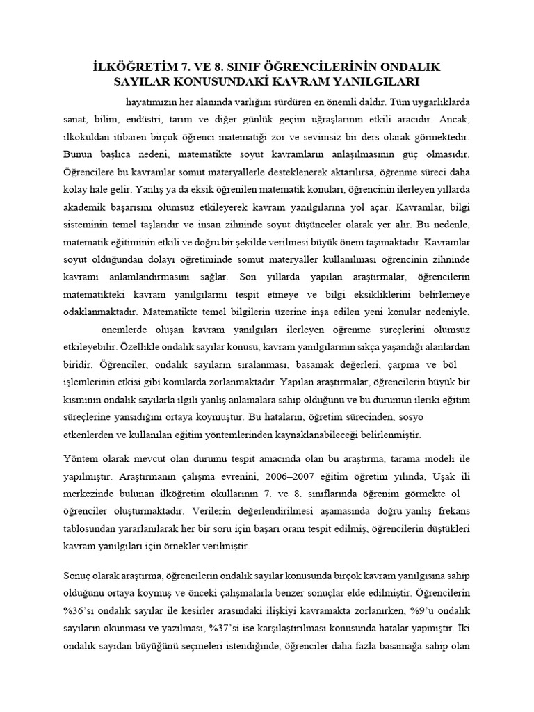 Kavram Yanilgilari Makale 1 | PDF