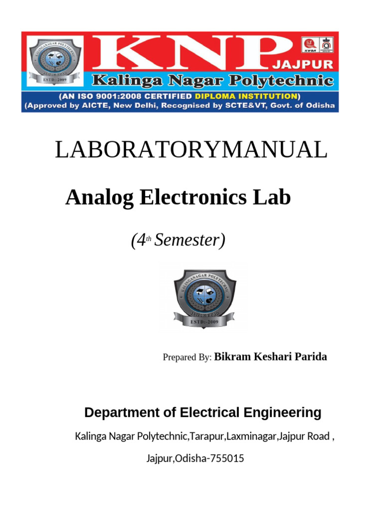 Analog Electronics Lab Manual 4th Sem | PDF | Rectifier | Bipolar Junction Transistor