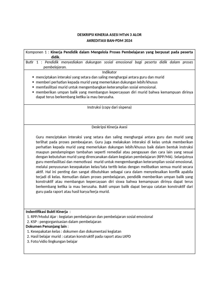 Deskripsi Asesi Akreditasi | PDF