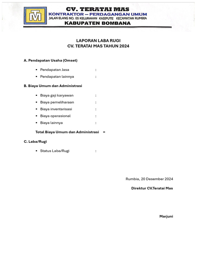 Laporan Laba Rugi | PDF