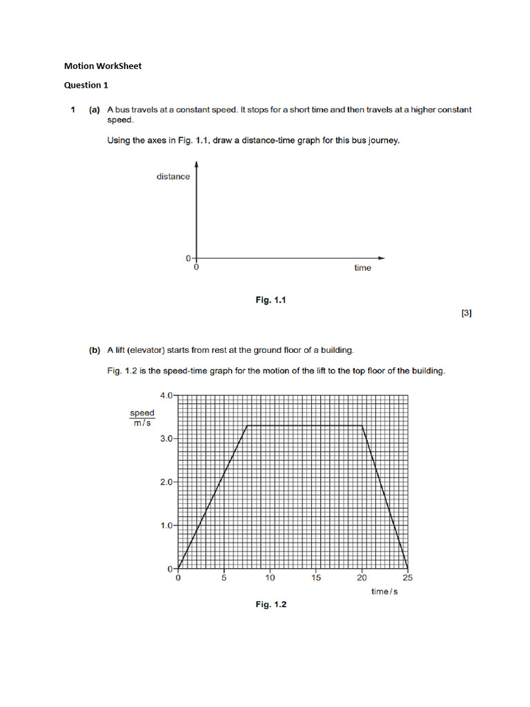 Motion Worksheet Overview | PDF