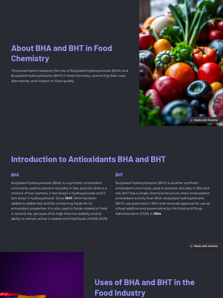 BHA and BHT in Food Chemistry | PDF | Antioxidant | Foods