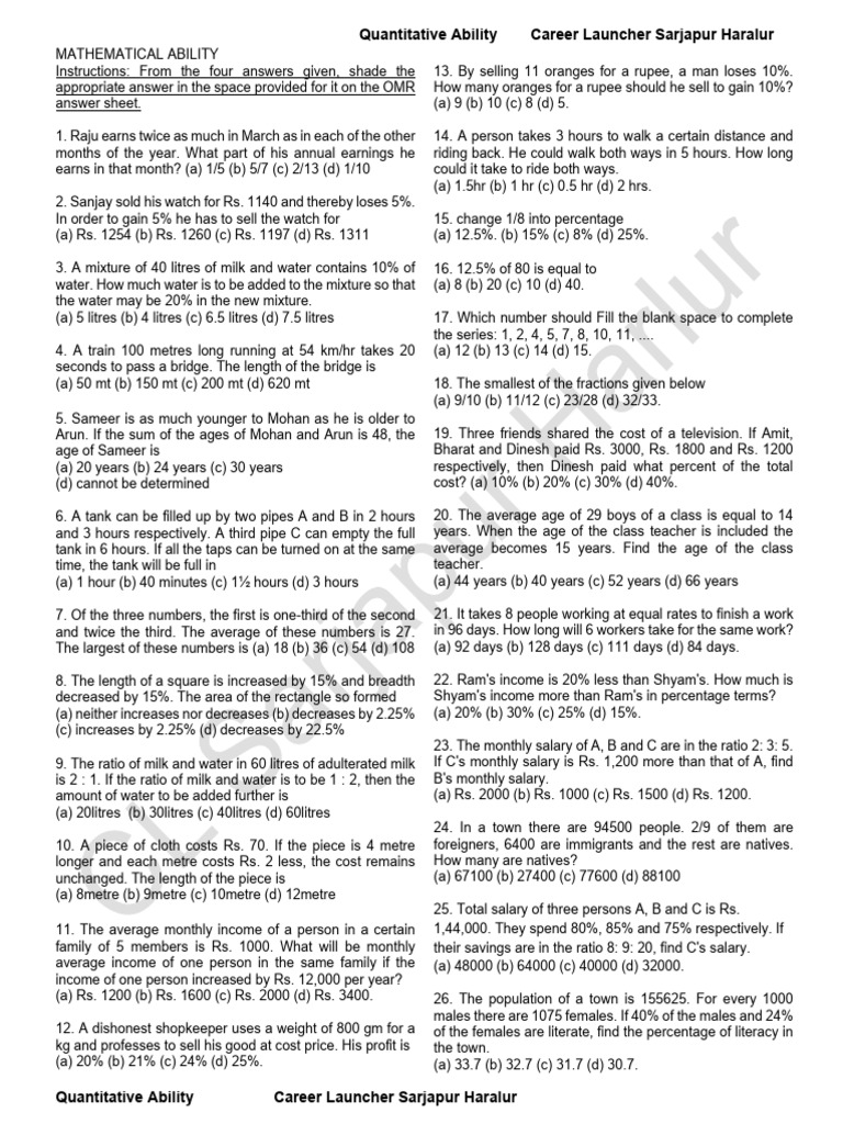 CLAT IPM QA Class 3 Questions | PDF