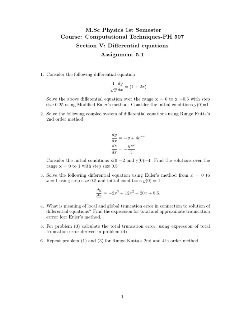 Differential Equations Assignment Solutions | PDF