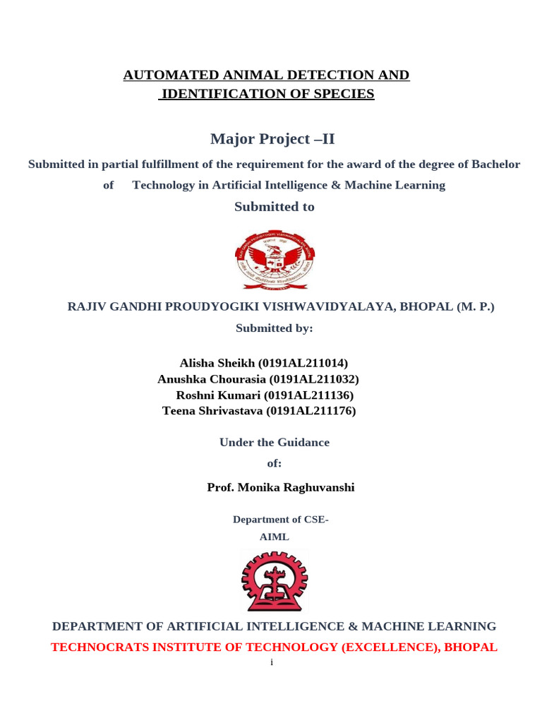 Major Project Report Format AIML-1 | PDF | Deep Learning | Computer Vision