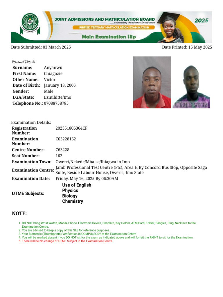 Jamb Print Out | PDF