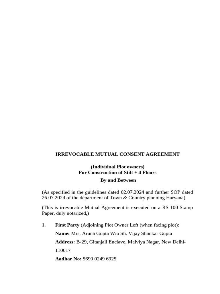 Irrevocable Mutual Consent Agreement | PDF | Indemnity | Affidavit