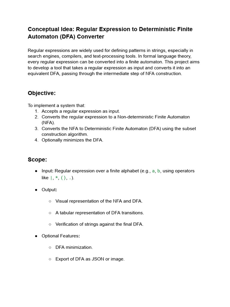 Regular Expression To DFA Converter | PDF