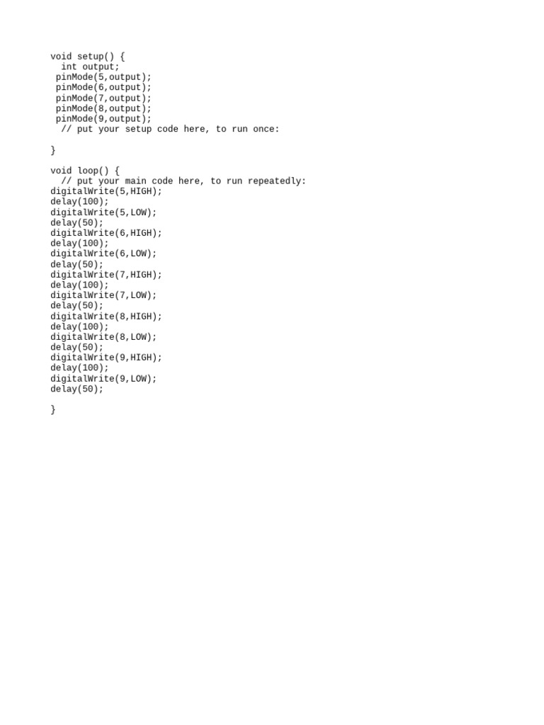 Arduino LED Control Code Example | PDF