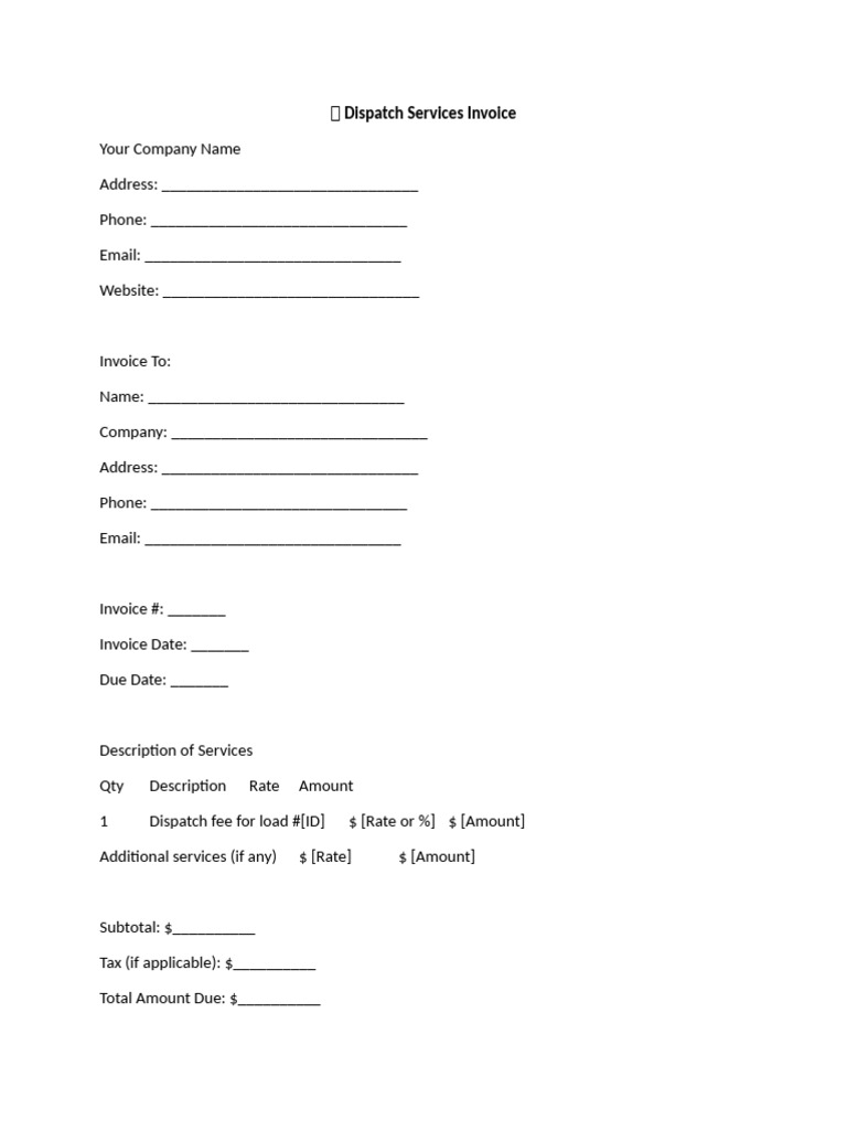 ? Dispatch Services Invoice | PDF
