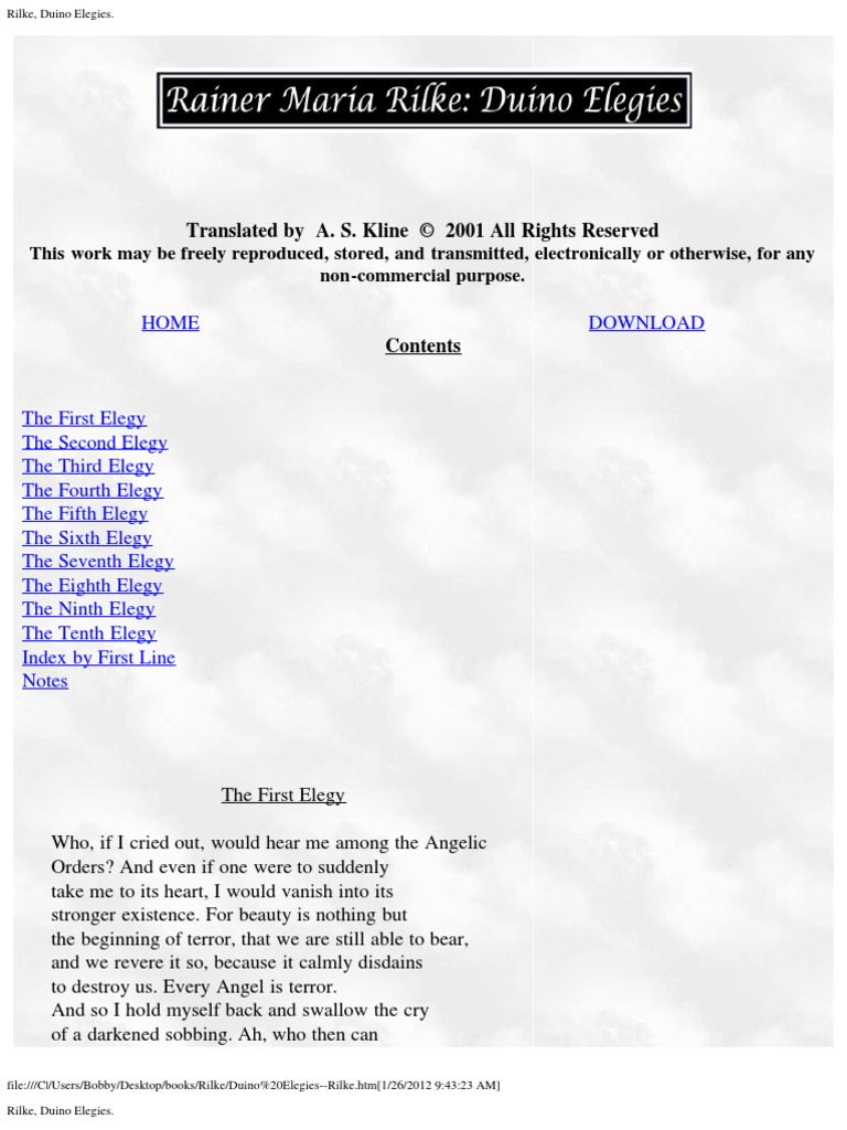Duino Elegies Rilke | PDF | Rainer Maria Rilke