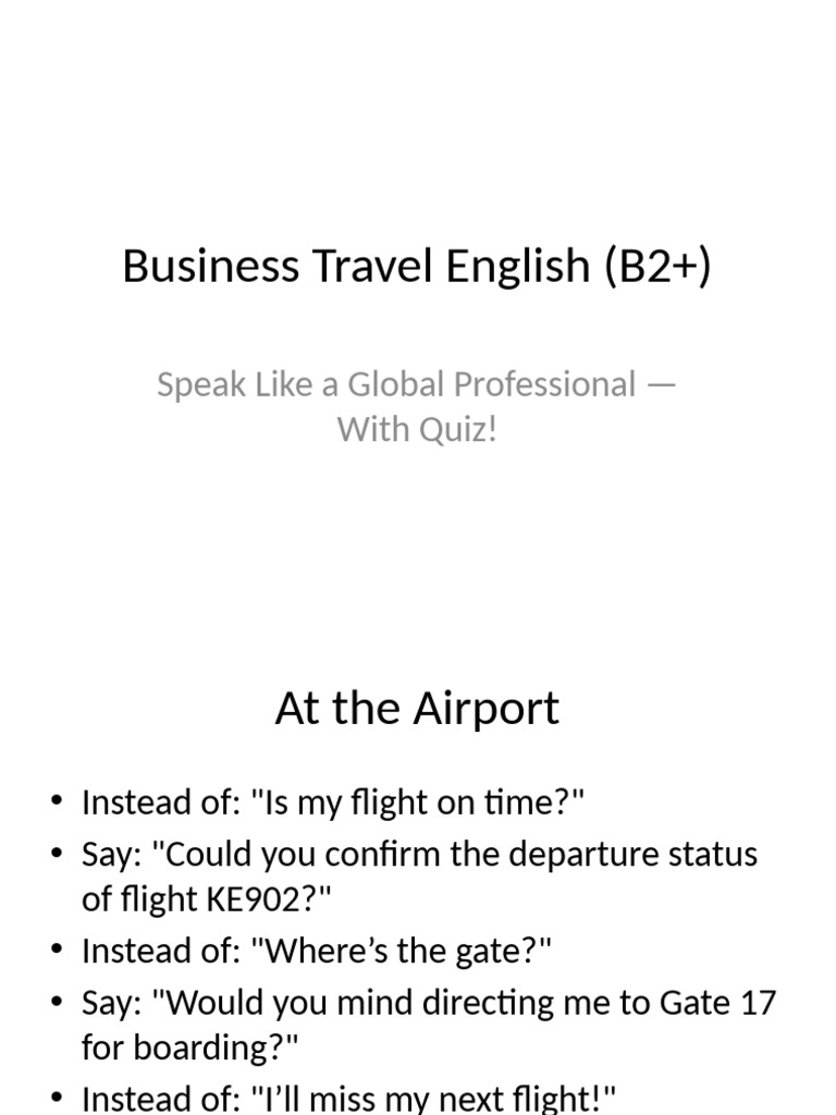 Business Travel English B2 Advanced | PDF