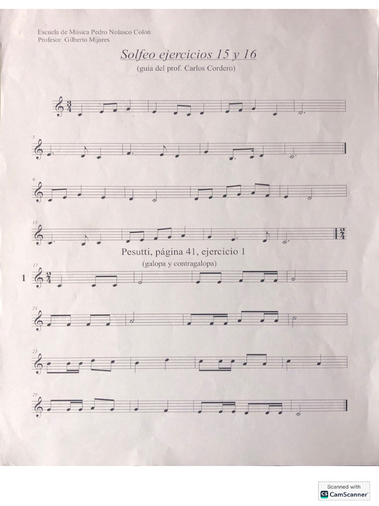 Solfeo Ejercicios 15 y 16 | PDF
