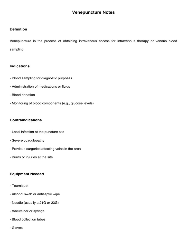 Venepuncture - Notes - PDF 2 | PDF