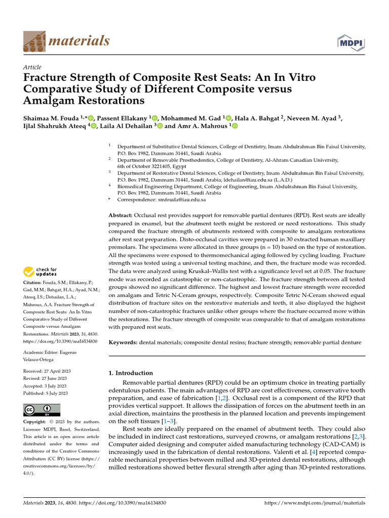 Fracture Strength of Composite | PDF | Dental Composite | Strength Of ...