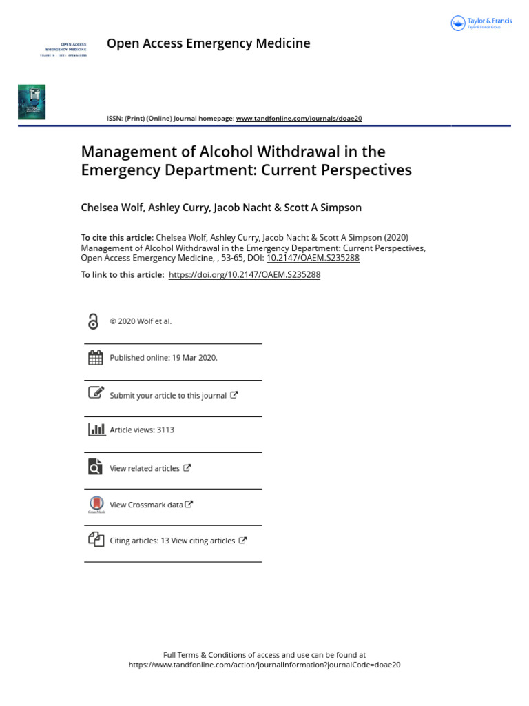 Clase 12. Management of Alcohol Withdrawal | PDF | Benzodiazepine | Alcoholism