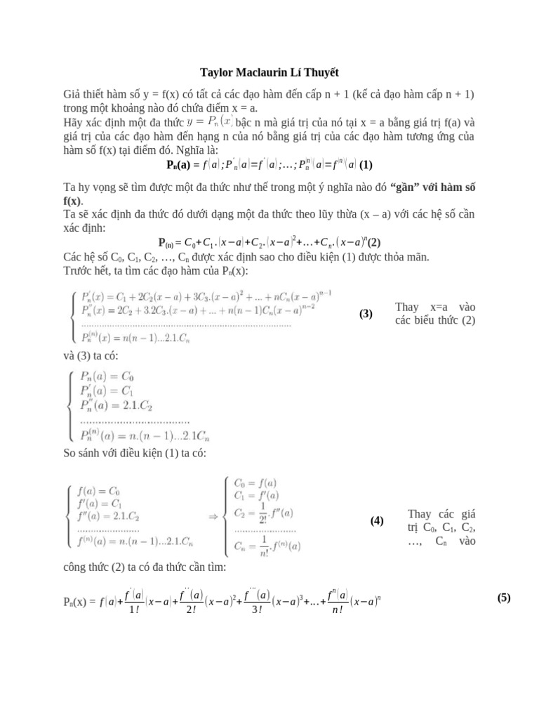 Btl Gt1 Lí Thuyết Taylor Maclaurin | PDF