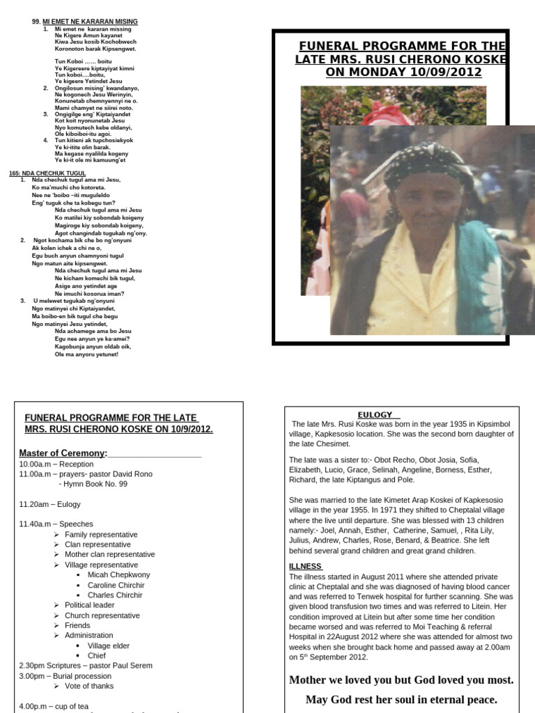eulogy good format LATE RUSI CHERONO KOSKEI | PDF