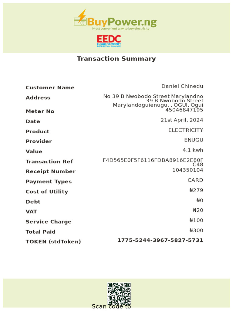 Buy Power Receipt | PDF