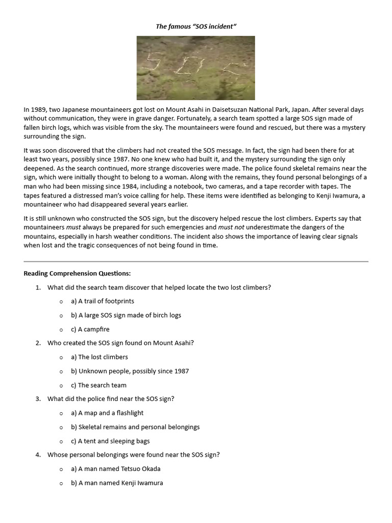 Mount Asahidake SOS Mystery Unveiled | PDF