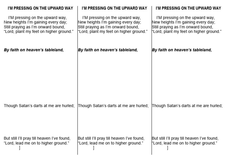 Hymn 06042025 - I'M PRESSING ON THE UPWARD WAY | PDF | Religious Belief ...