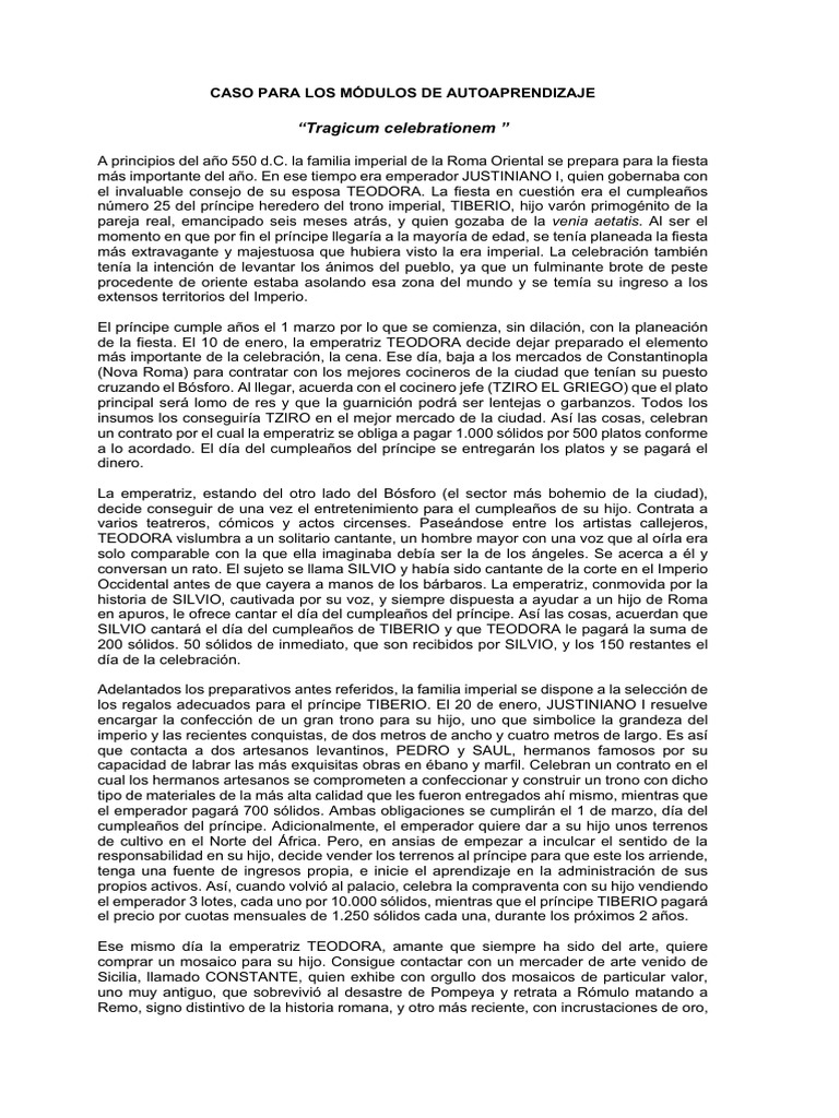 Caso Fiesta Desgraciada Análisis de Estu | PDF | Justiniano I | imperio Romano
