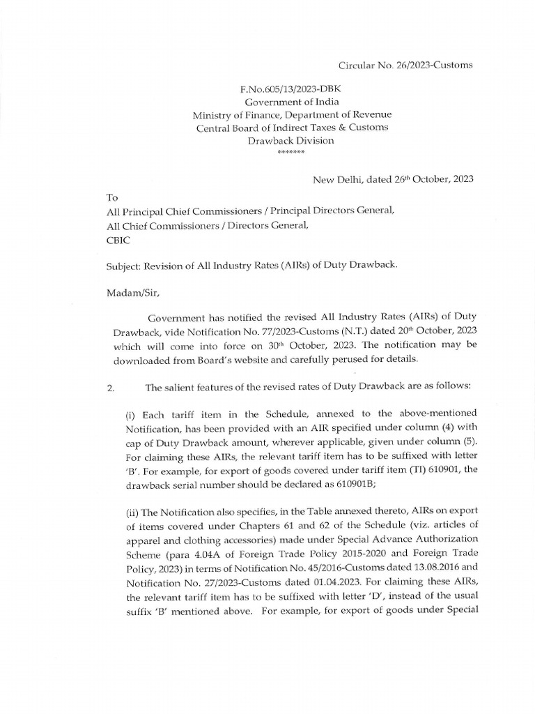 Circular No 26 2023 | PDF