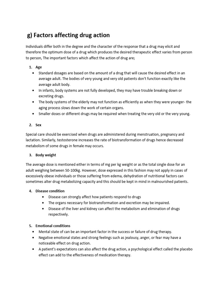 G .I - Factor Affecting Drug Action | PDF | Pharmacology | Toxicity