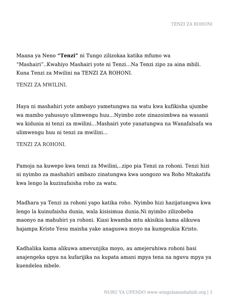 Tenzi Za Rohoni | PDF