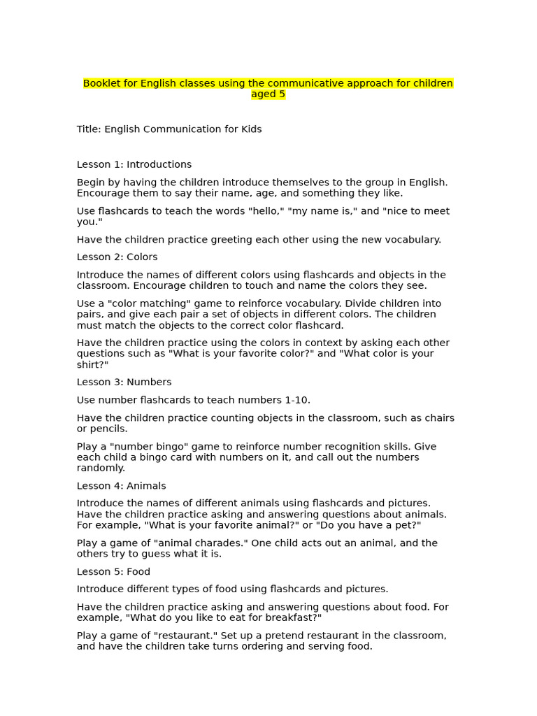 English Learning Activities for Kids | PDF | Grammatical Tense | Vocabulary