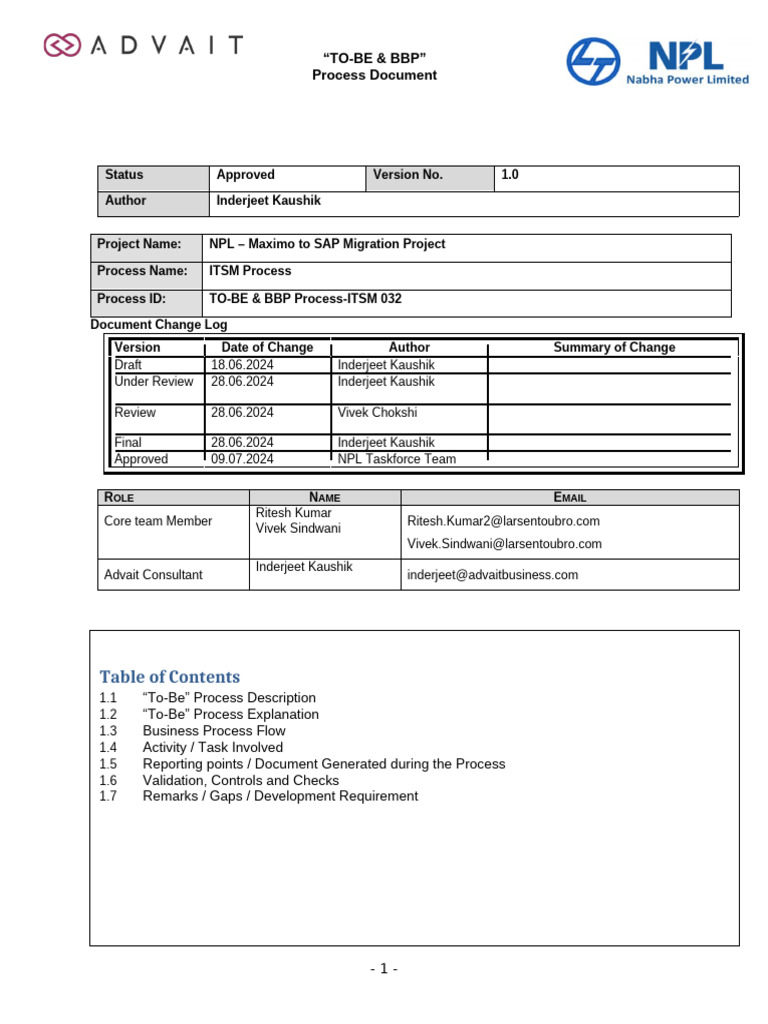 ITSM Process Document for NPL Migration | PDF | Information Technology ...