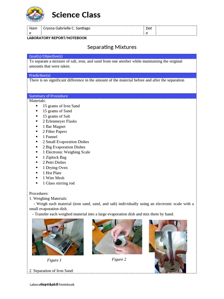 LabReport 2 Crysna Santiago | PDF | Filtration | Salt