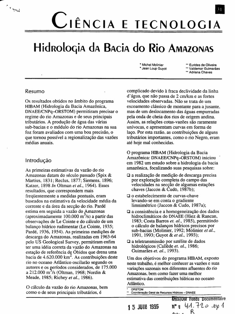 Hidrologia Da Bacia Do Rio Amazonas | PDF | Bacia hidrográfica | Rio ...