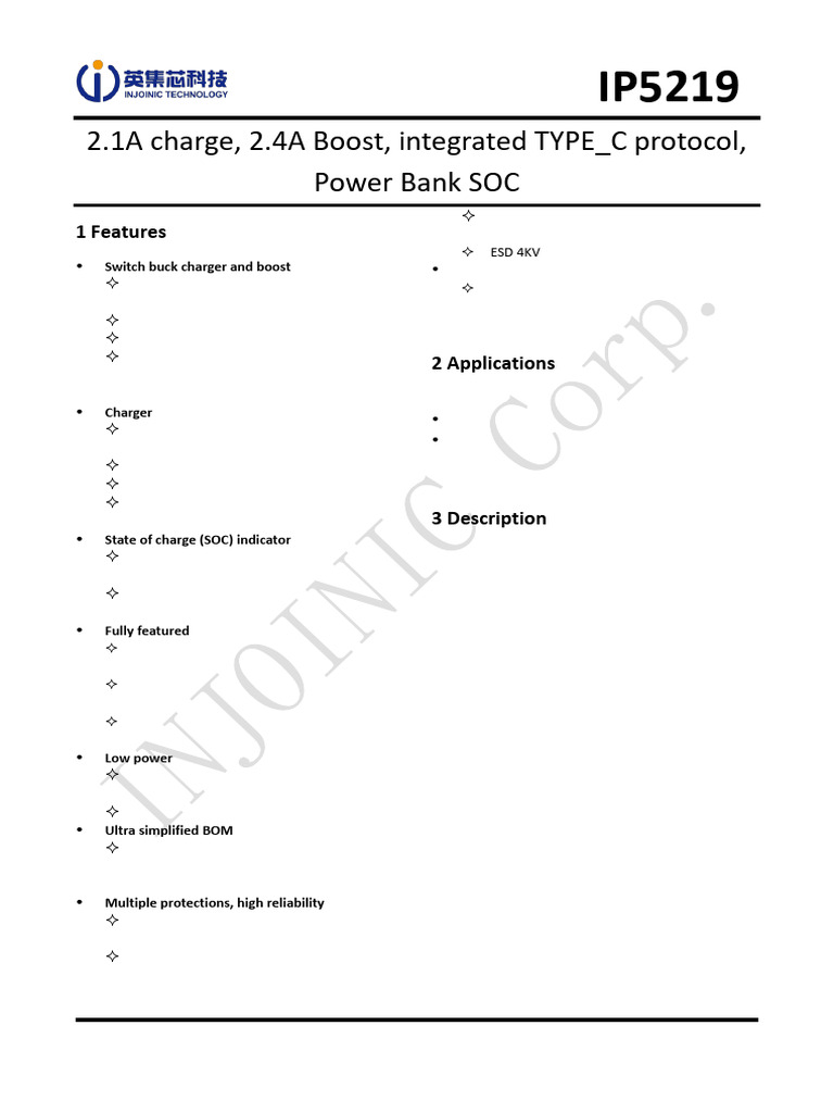 2.1A Charge, 2.4A Boost, Integrated TYPE - C Protocol, Power Bank SOC | PDF | Battery Charger ...
