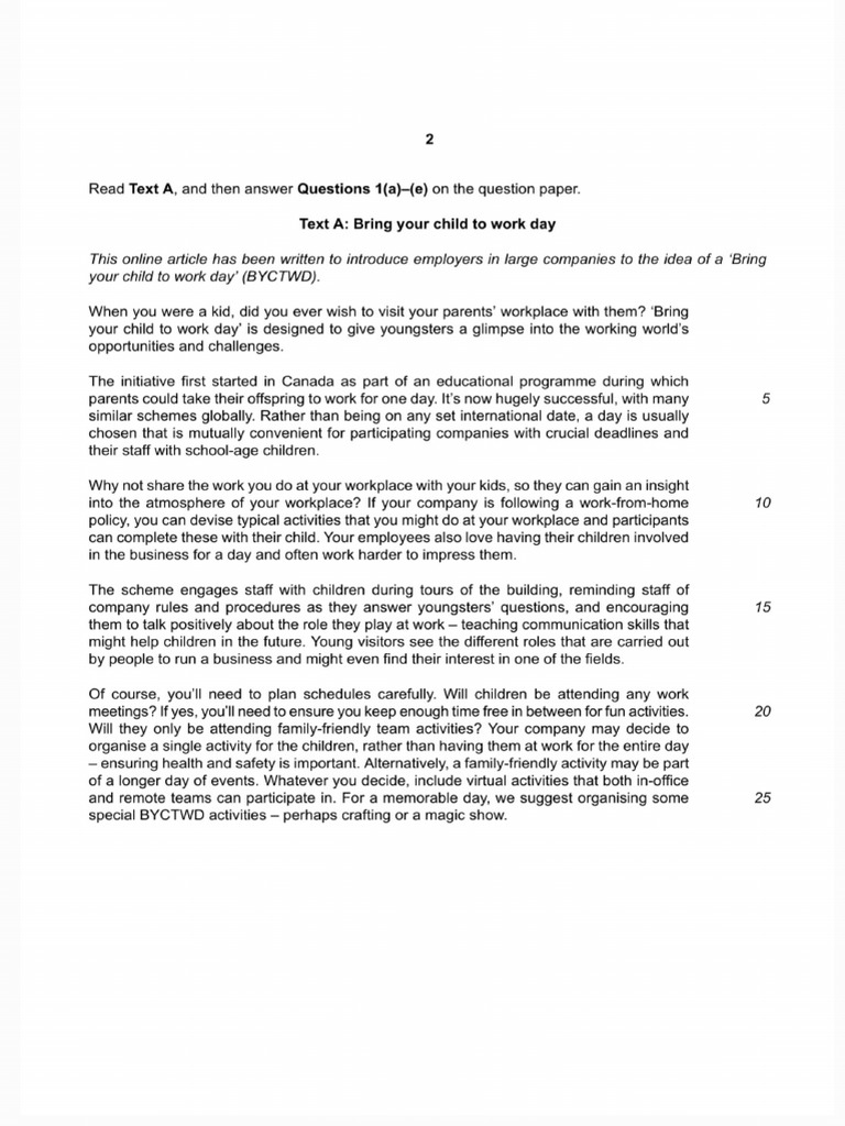 Bring Your Child To Work Day | PDF