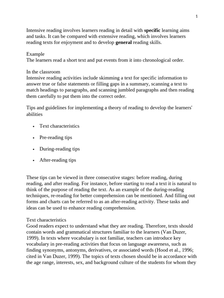 Enhancing Intensive Reading Skills | PDF | Reading Comprehension | Learning
