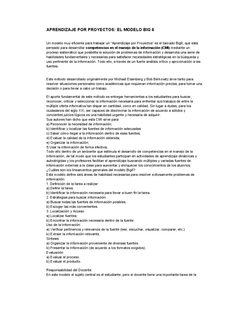 El Modelo Big 6 | PDF | Información | Método científico