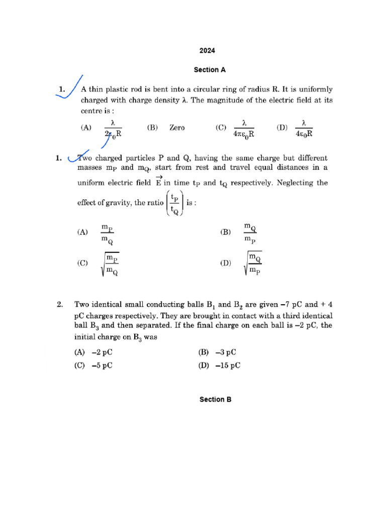Boards PYQ CH1 Physics | PDF