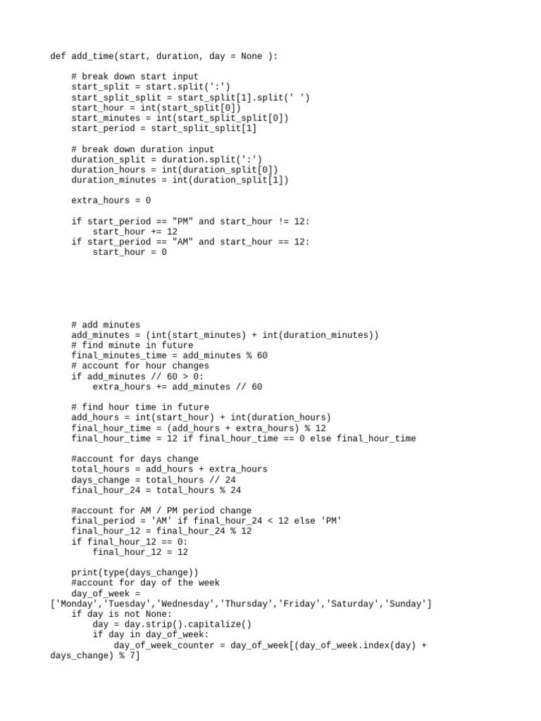 Build A Time Calculator Project | PDF | Computer Programming | Software Engineering