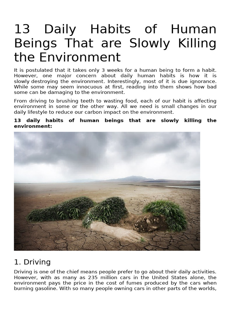 13 Daily Habits of Human Beings That Are Slowly Killing The Environment ...