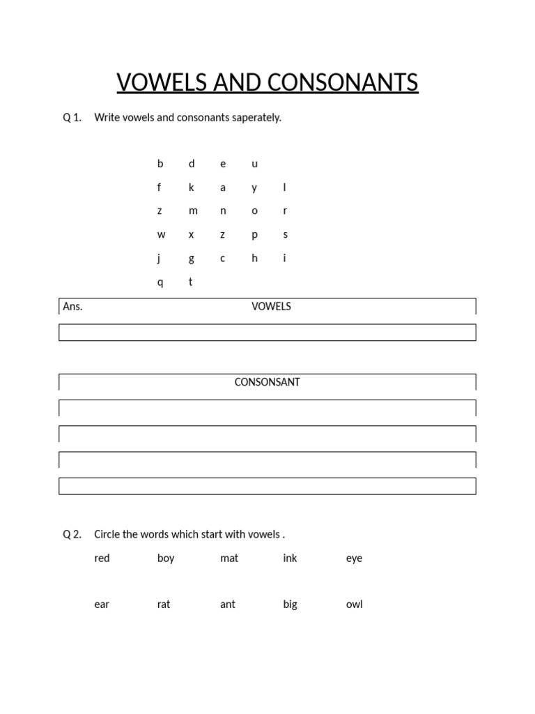 Vowels and Consonants | PDF